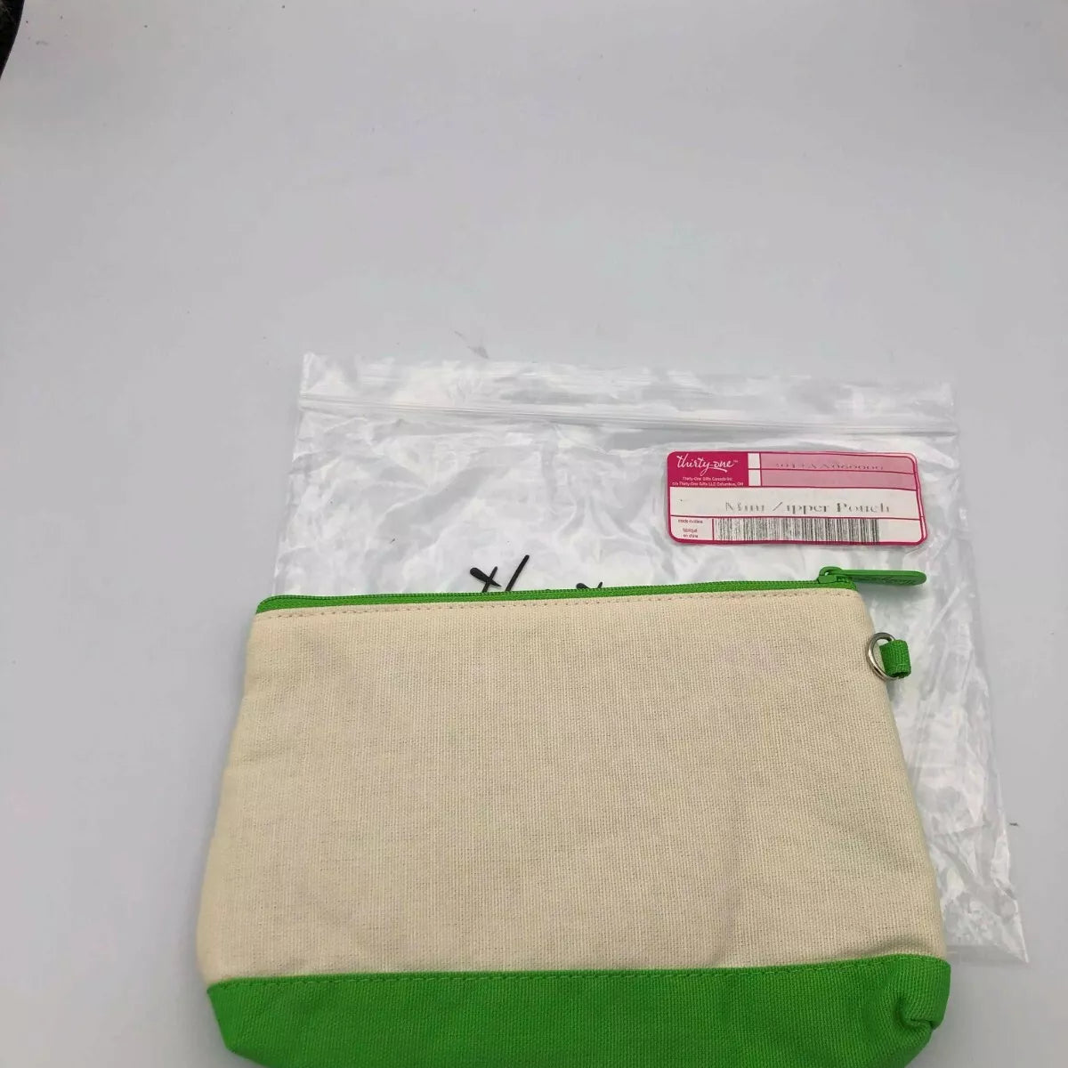 Thirty One Mini Zipper Pouch - Green & White – Never Ending Deals